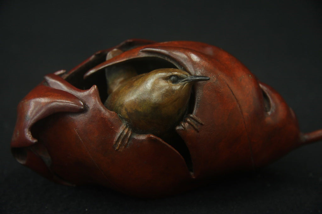 Maple Leaf Wren | Adam Binder British Wildlife Sculpture | The Rose Gallery