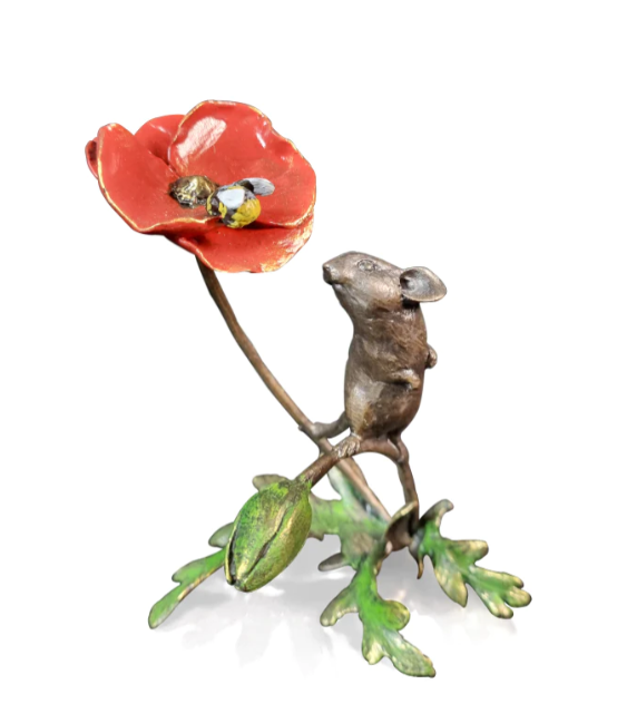 Mouse With Honey Bee & Poppy (1186) Bronze Sculpture | Richard Cooper ...